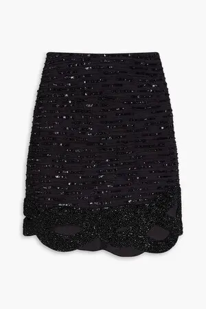 Aje Catara Pleated Sequined Mini Skirt
