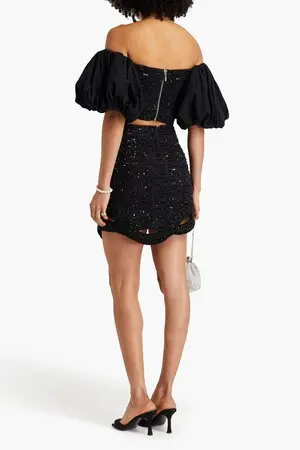 Aje Catara Pleated Sequined Mini Skirt