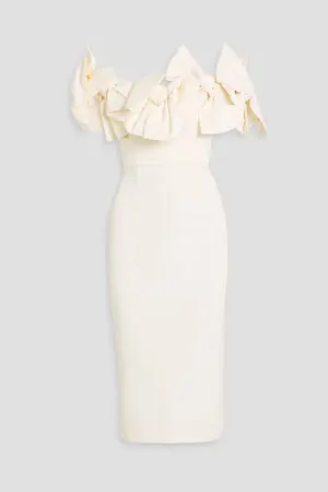 Carolina Herrera Off-the-shoulder Silk Taffeta Midi Dress With Bow Detail - Ivory
