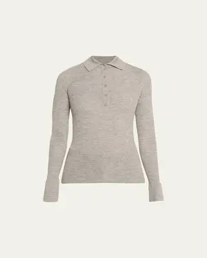 Sasuphi Ribbed Cashmere Polo Shirt - Medium Grey