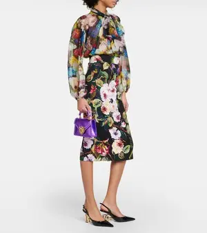 Dolce & Gabbana Rose Garden Charmeuse Midi Skirt - Multicoloured