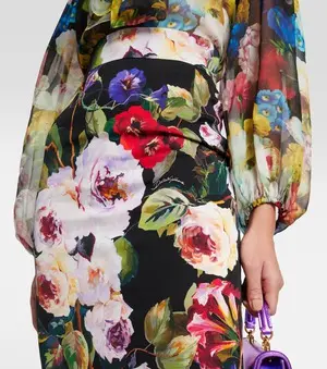 Dolce & Gabbana Rose Garden Charmeuse Midi Skirt - Multicoloured