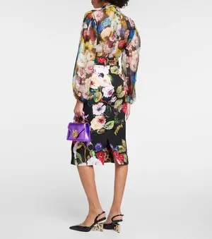 Dolce & Gabbana Rose Garden Charmeuse Midi Skirt - Multicoloured