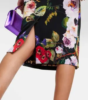 Dolce & Gabbana Rose Garden Charmeuse Midi Skirt - Multicoloured