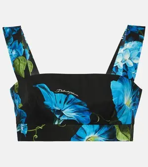 Dolce & Gabbana Floral Cotton Bra Top - Black