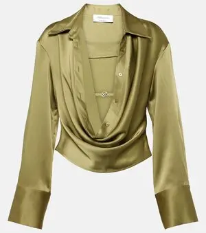 Blumarine Cropped Satin Shirt