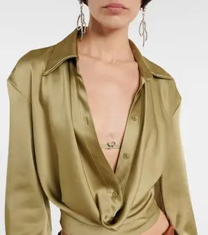 Blumarine Cropped Satin Shirt