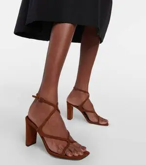 JIMMY CHOO Azie 85 Suede Sandals - Brown
