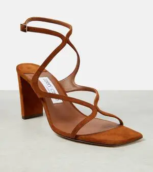 JIMMY CHOO Azie 85 Suede Sandals - Brown