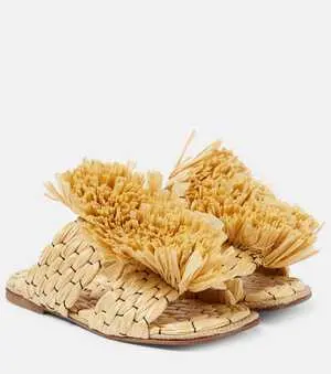 Dries Van Noten Raffia Espadrille Slides - Beige