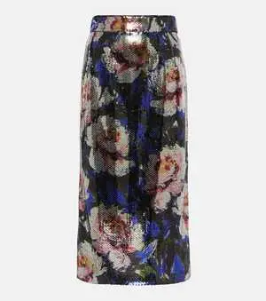 Dolce & Gabbana Sequined Floral Midi Skirt - Multicoloured