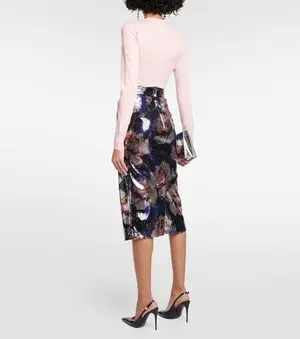 Dolce & Gabbana Sequined Floral Midi Skirt