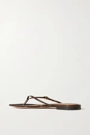 GIANVITO ROSSI Glossed-leather Square-toe Sandals - Brown