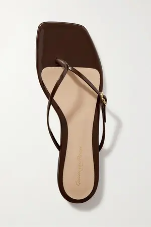 GIANVITO ROSSI Glossed-leather Square-toe Sandals - Brown