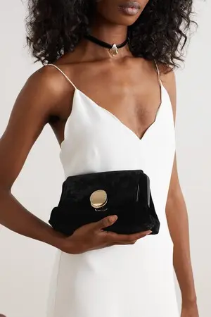 Chloé Atelier Jolie Penelope Leather-trimmed Velvet Clutch
