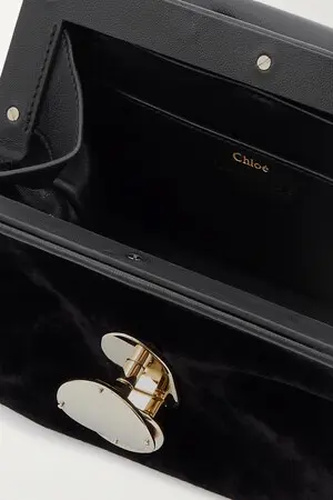 Chloé Atelier Jolie Penelope Leather-trimmed Velvet Clutch