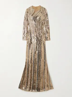Elie Saab Sequined Tulle Gown