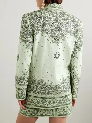 Zimmermann Matchmaker Double-breasted Printed Linen Blazer