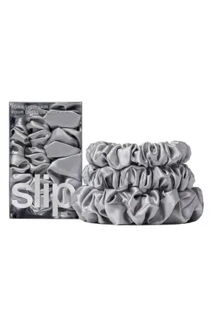 Slip 3-pack Silk Scrunchie Set - Silver