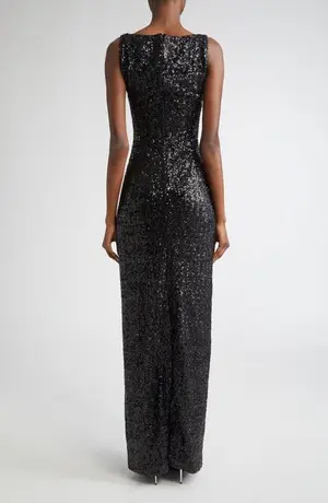 Michael Kors Sequin Column Gown - Black
