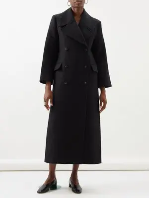 Co Co - Double-breasted Cotton Coat - Womens - Black - M - Black