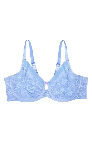 CURVY COUTURE No-show Lace Underwire Unlined Bra - Denim Blue