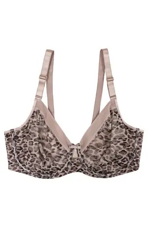 CURVY COUTURE No-show Lace Underwire Unlined Bra - Leopard Lush