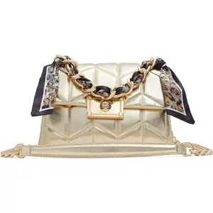 Aldo Quilted Metallic Crossbody Bag With Scarf