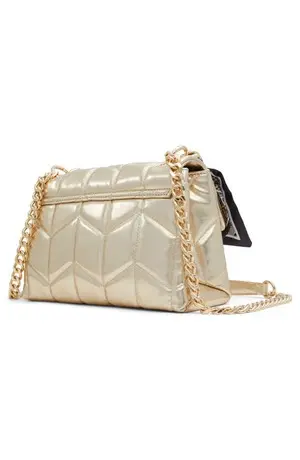 Aldo Quilted Metallic Crossbody Bag With Scarf