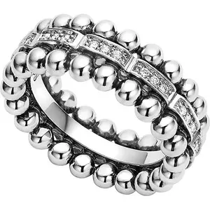 Lagos Caviar Spark Pavé Diamond Band Ring - Silver