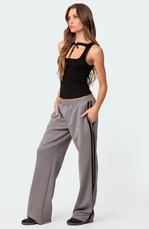 EDIKTED Robyn Side Stripe Track Pants - Dark-gray