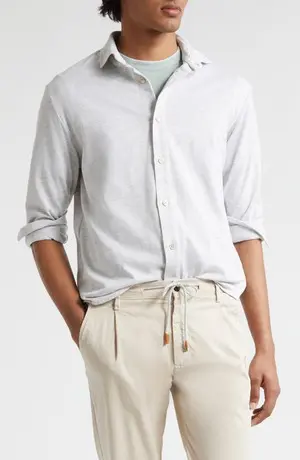 Eleventy Dandy Jersey Button-up Shirt - Light Grey
