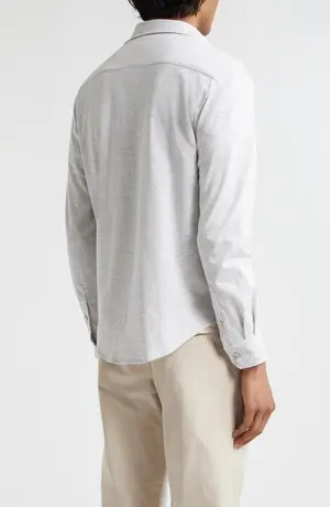 Eleventy Dandy Jersey Button-up Shirt - Light Grey