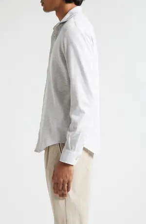 Eleventy Dandy Jersey Button-up Shirt - Light Grey