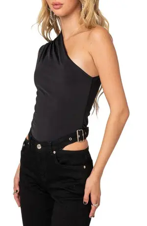 EDIKTED Tabby Gathered One-shoulder Bodysuit
