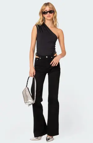 EDIKTED Tabby Gathered One-shoulder Bodysuit