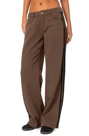 EDIKTED Mattie Side Stripe Wide Leg Jeans