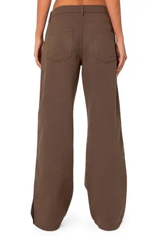 EDIKTED Mattie Side Stripe Wide Leg Jeans