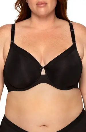 CURVY COUTURE Silky Smooth Underwire Unlined Bra - Black