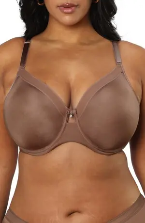 CURVY COUTURE Silky Smooth Underwire Unlined Bra Sweet Tea