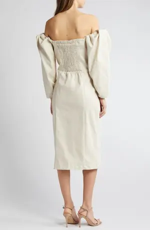 MELLODAY Off-the-shoulder Button-front Midi Dress