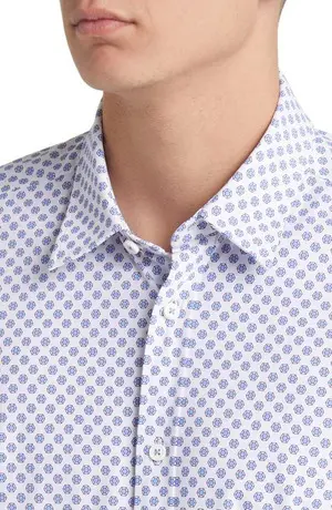 BOSS Liam Regular Fit Geometric Print Button-up Shirt