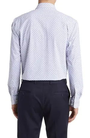 BOSS Liam Regular Fit Geometric Print Button-up Shirt