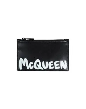 Alexander McQueen Card Holder With External Pocket - Black