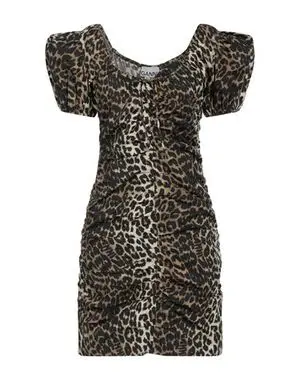 GANNI Leopard-print Mini Dress - Beige