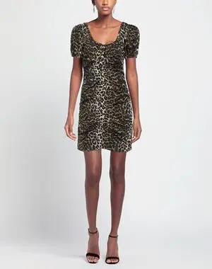 GANNI Leopard-print Mini Dress - Beige