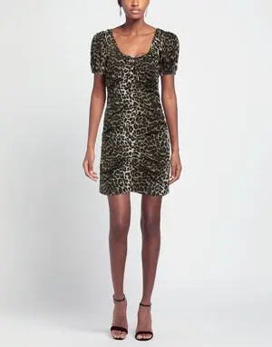 GANNI Leopard-print Mini Dress - Beige