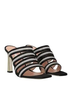 POLLINI Crystal Embellished Stiletto Sandals - Black