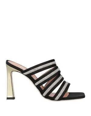 POLLINI Crystal Embellished Stiletto Sandals - Black