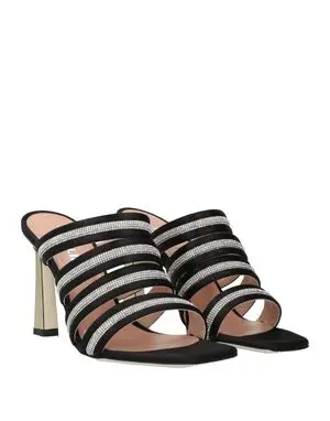 POLLINI Crystal Embellished Stiletto Sandals - Black